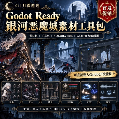 Godot Ready银河恶魔城素材套装玩法技能包+AI游戏创作工具2D横版