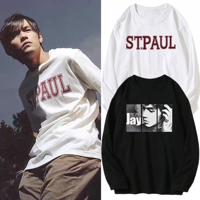 重磅长袖头文字D周杰伦春季同款藤原拓海STPAUL印花秋冬女打底衫