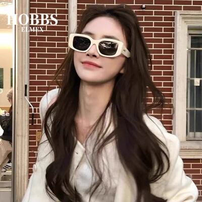 韩版方形米白色墨镜女辣妹
