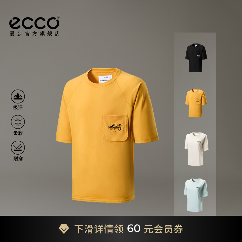 ECCOx白山联名系列 夏季户外休闲刺绣T恤短袖男女同款 EW253T005