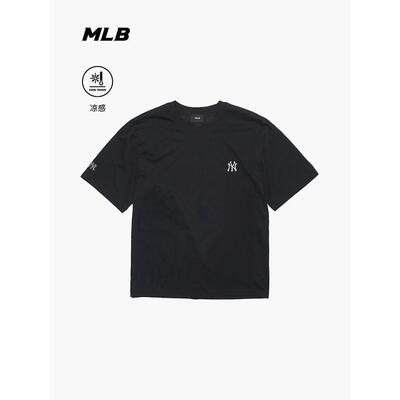 MLB男女26新款NY小标舒适纯色圆领情侣休闲运动短袖T恤3ATSB0363