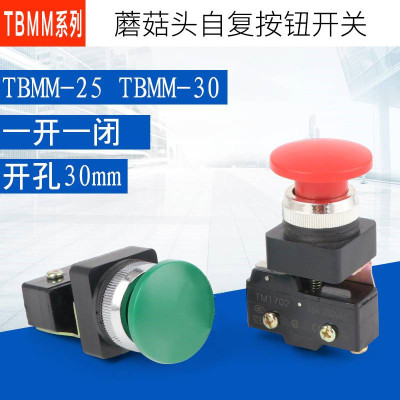 按钮开关TM-1702红色TBFM-TBMM-TBKM-TBLM-25-30绿色平头急停开关