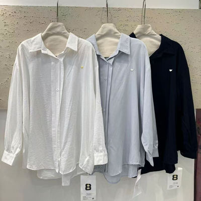 麦希/8春季爱心刺绣胖MM长袖衬衫