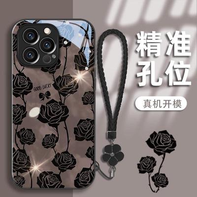 黑玫瑰适用OPPORe/pro手机保护壳findx7pro气质reno10/9/8/7/6pro真我gt5黑玫瑰k11x/a1/a2pro女a96/a58a93s