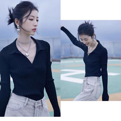 春秋2025年新款早秋v领