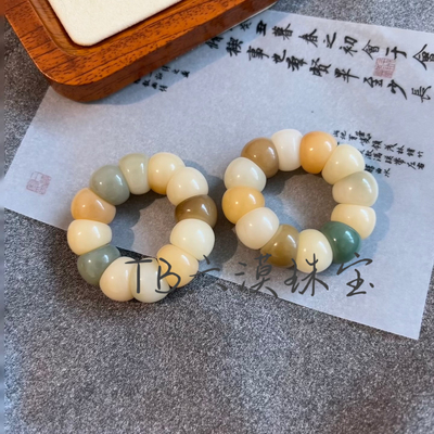 天然蒜瓣菩提根大肠手串斜切风化阴皮山水糖果男女链冷门星月椰壳