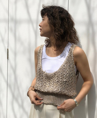 混搭叠穿背心款超细并股麻纺纱