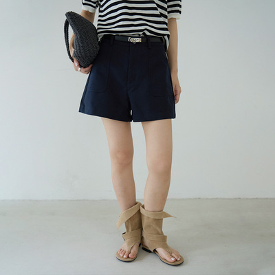 天丝棉高腰西装短裤女装夏新款显瘦休闲大口袋热裤11225