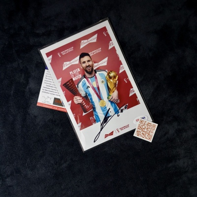 梅西Lionel Messi2022 FIFA World Cup世界杯亲签照片 证书溯源