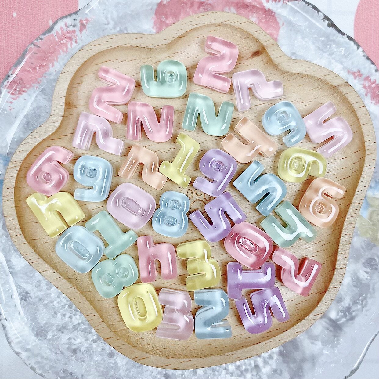 迷你卡通数字 透色树脂配件儿童手工diy发夹奶油胶手机壳饰品材料