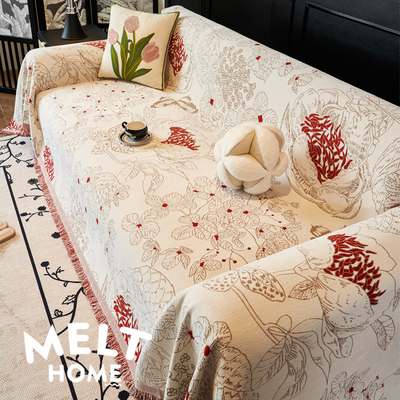 美式复古沙发巾雪尼尔沙发盖布