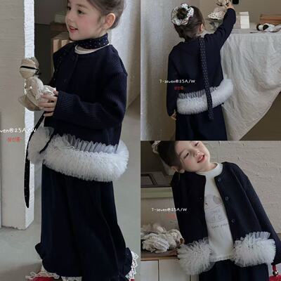 女童25秋7seven蕾丝外套牛仔裤