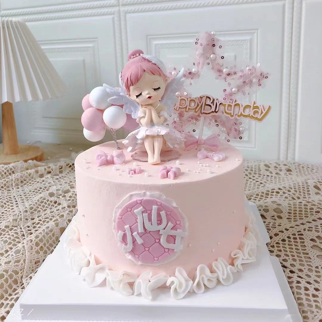 网红芭蕾舞蹈树脂贝拉公主烘焙蛋糕装饰天使女孩生日派对甜品配件