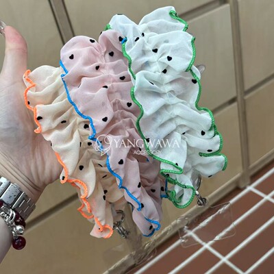 540120韩国东大门maylee浅米色波点褶皱蕾丝手机挂件包挂件