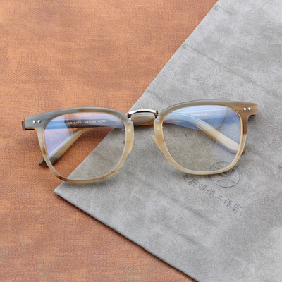 余文乐眼镜复古眼睛框天然牛角镜架男配近视眼镜架有度数大脸9089