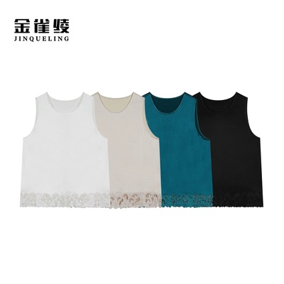 金雀绫【罗曼蒂克】100醋酸简约时尚镂空大码女装背心SZA1S102