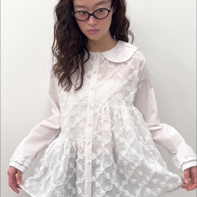 宽松长袖衬衫女纯棉娃娃领上衣秋