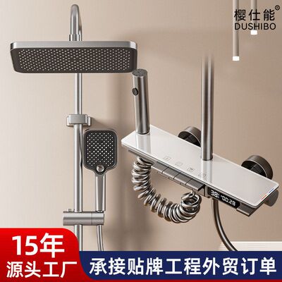 数显冷热白色家用花洒套装 全套浴室卫浴淋浴花洒整套 花洒头淋浴