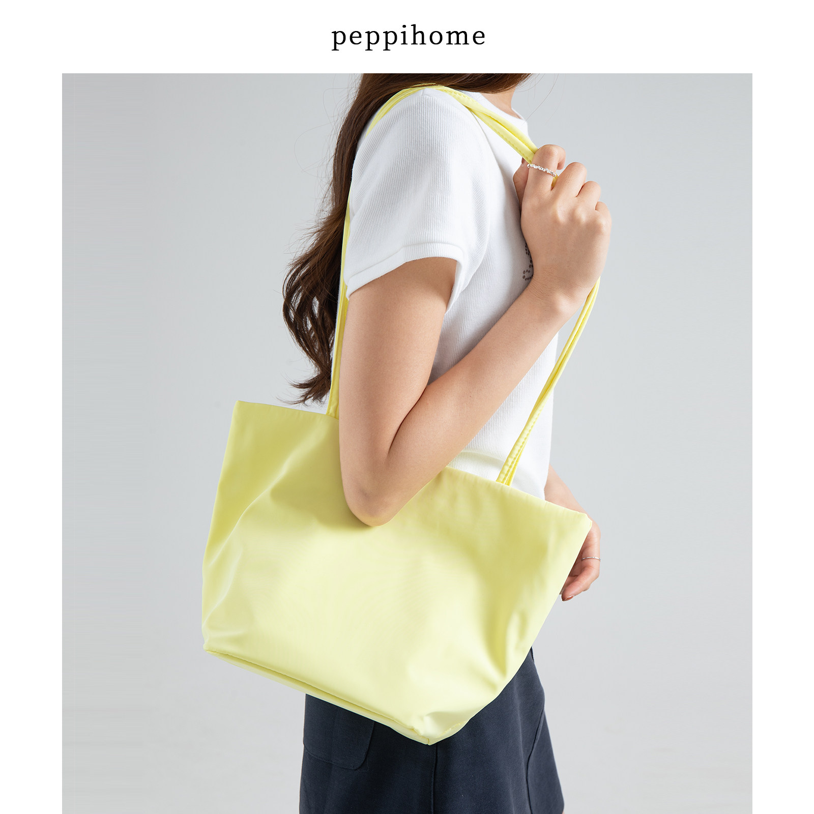 PEPPIHOME 韩系小众设计糖果色水桶包尼龙布大容量简约手提单肩包