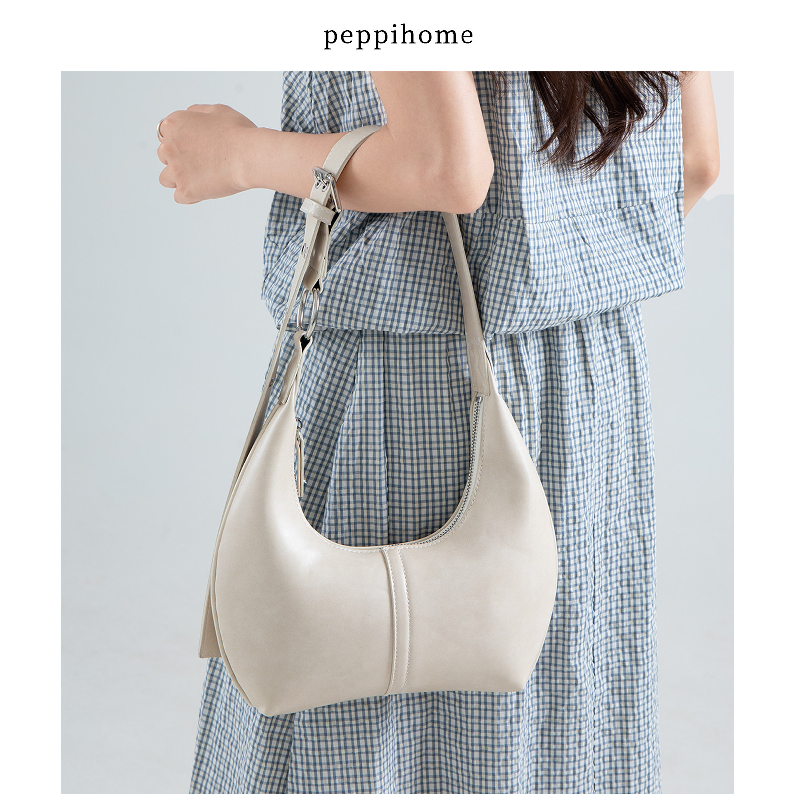 PEPPIHOME 韩系高级感纯色月牙腋下包简约小众设计U型手提单肩包