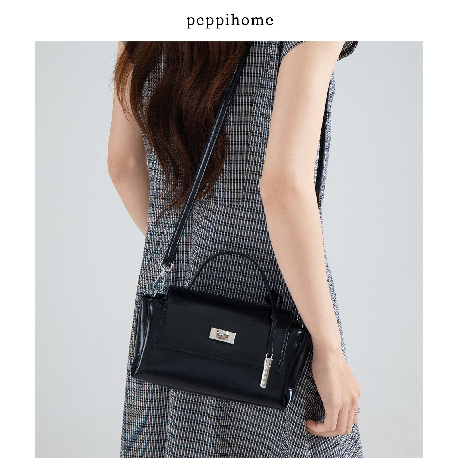 PEPPIHOME 高级感轻奢翻盖气质小方包百搭时尚精致锁扣手提斜挎包