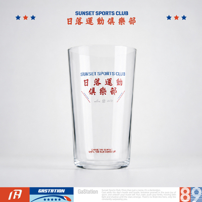 Gastation日落运动俱乐部玻璃杯 港风印花图案周边水杯