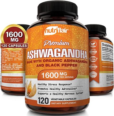 美国代购NutriFlair Ashwagandha Capsules 1600mg, 120 Vegan Pi