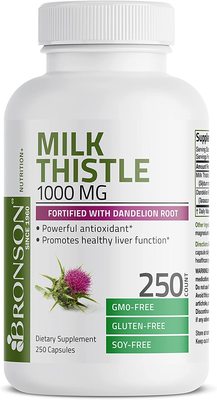 美国代购Bronson Milk Thistle 1000mg Silymarin Marianum & Dan