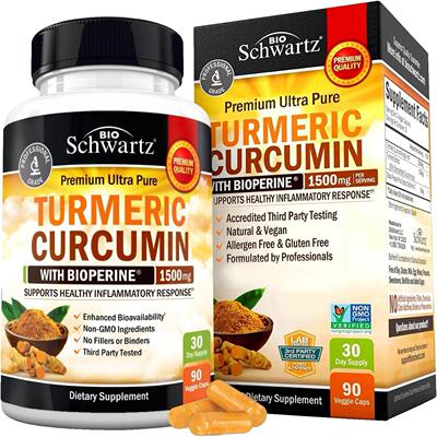 美国代购Turmeric Curcumin with Black Pepper Extract 1500mg