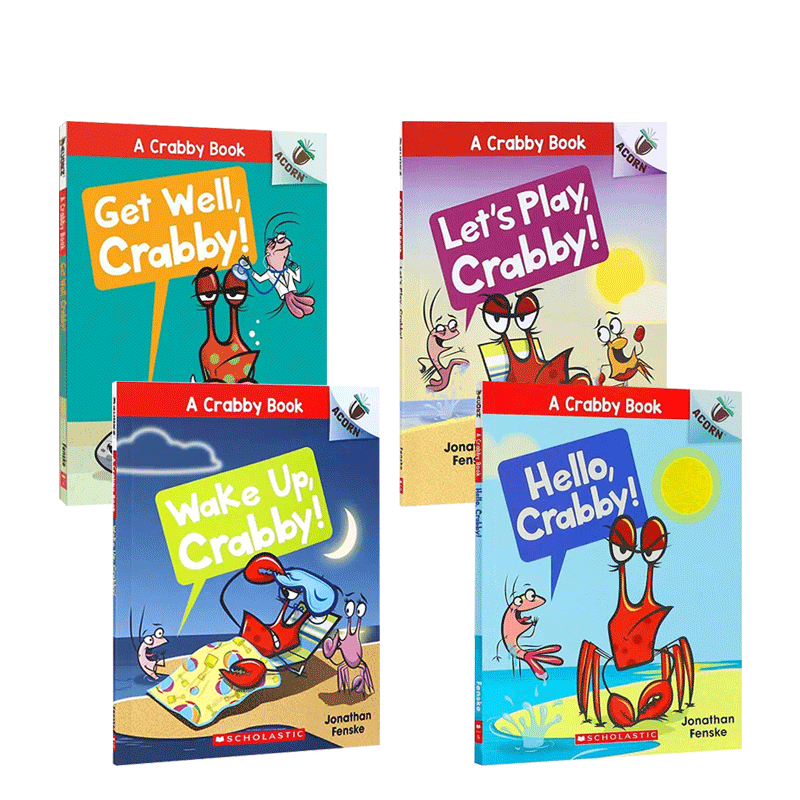 英文原版进口A Crabby Book小螃蟹系列6本 Scholastic学乐出版中小学生英语课外阅读读物 趣味性幽默搞笑桥梁章节漫画书 正版书籍