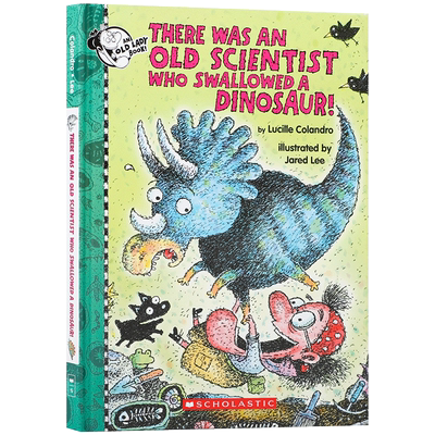 英文原版 吞苍蝇的老太太同系列绘本There Was an Old Scientist Who Swallowed a Dinosaur!吞掉恐龙的科学家 儿童启蒙韵文故事书