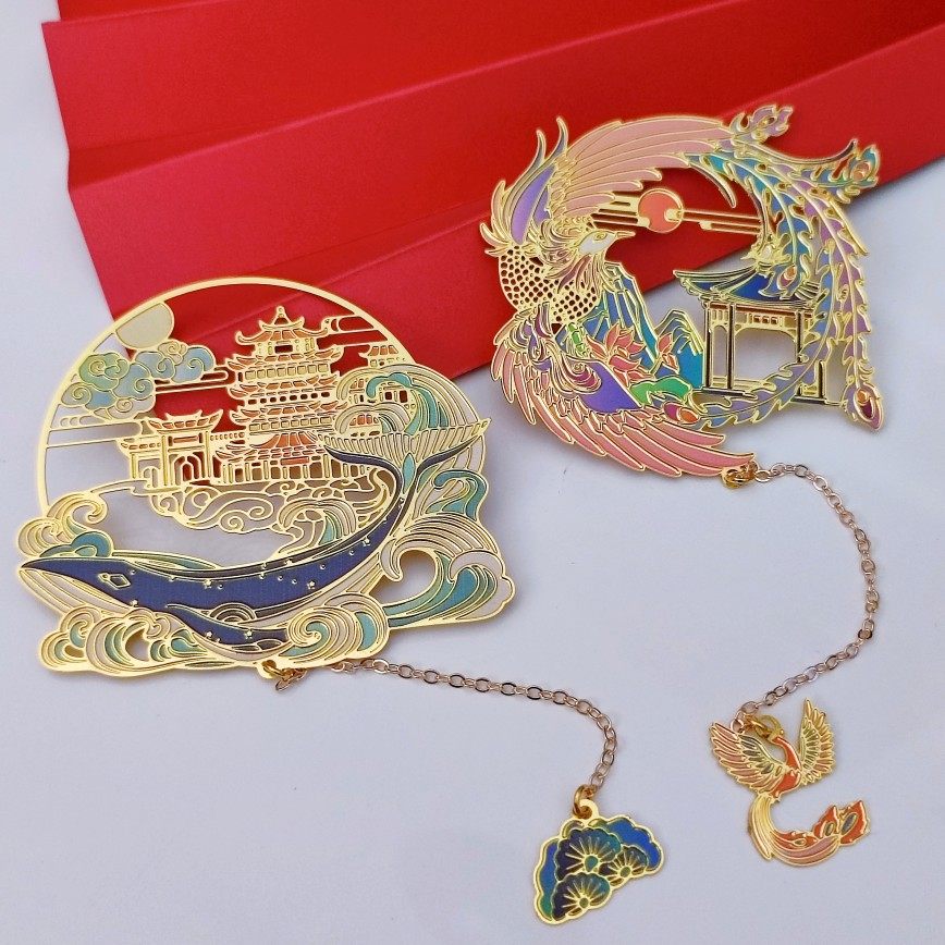 龙凤山海经中国风金属镂空艺术书签故宫博物馆文化创意古风礼物