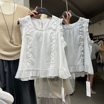 RN51612木耳边上衣女设计感娃娃衫五一出游的衣服