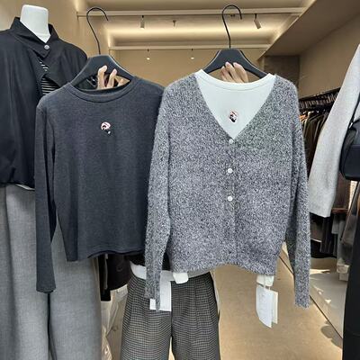 ABOWLAB2025秋冬新款宽松百搭圆领减龄刺绣卡通磨毛T恤短袖女2336