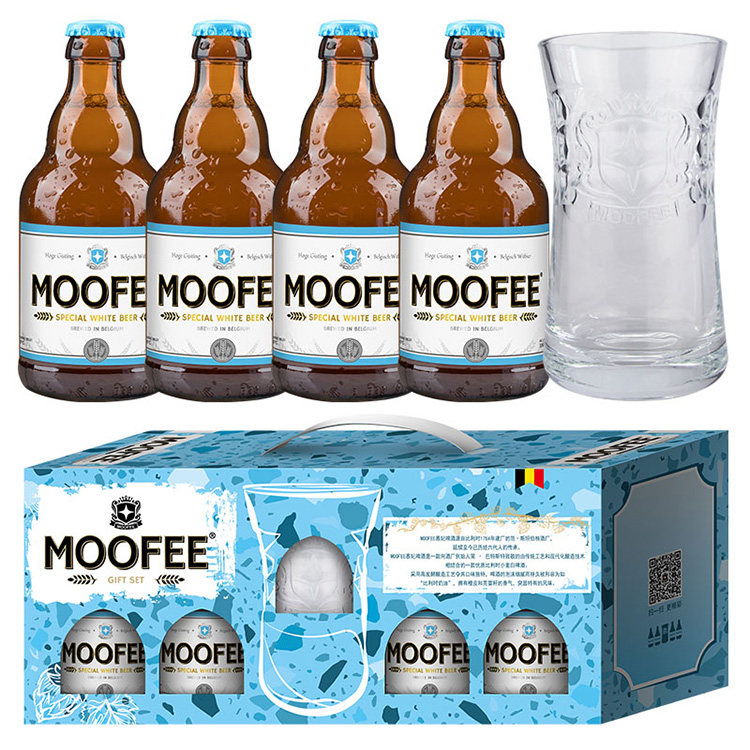 MOOFEE慕妃比利时进口精酿啤酒小麦白啤+酒杯创意礼盒系列_虎窝淘