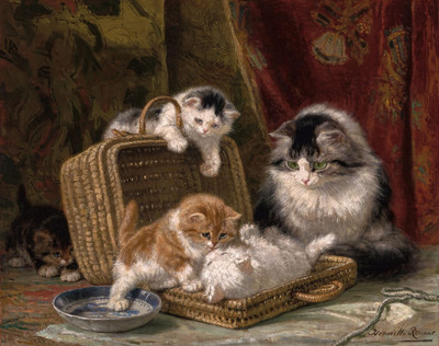 C018【荷兰】 Henriette Ronner-Knip 宠物猫狗动物绘画电子图库