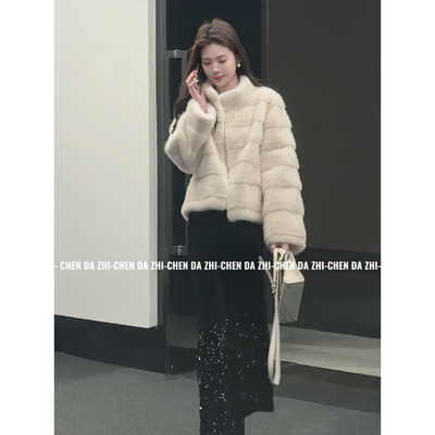 高级感立领宽松毛毛外套女