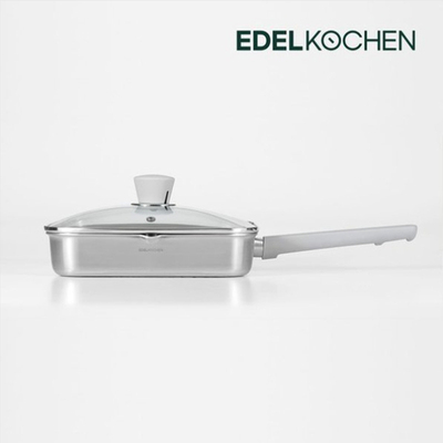 韩国原装进口正品EDELKOCHEN不锈钢304平底方型煎锅不粘锅