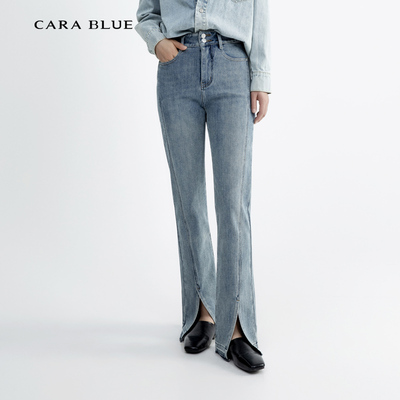 喀啦CARABLUE 休闲开叉直筒牛仔裤 KB233MJP0002