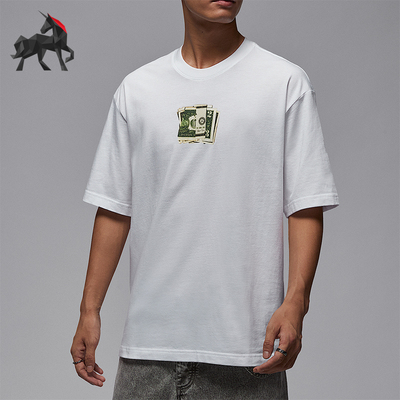 Nike/耐克正品JORDAN男士休闲透气圆领图案针织短袖IQ6953-100
