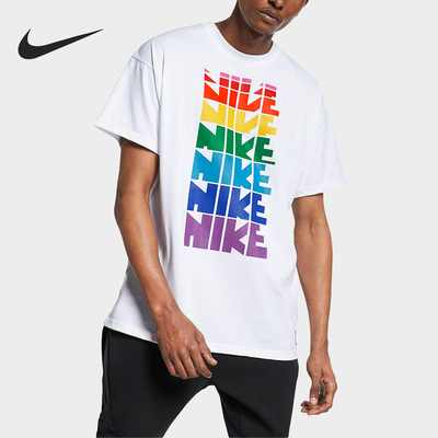 Nike/耐克官方正品运动男子休闲透气圆领针织印花短袖CD7483-100