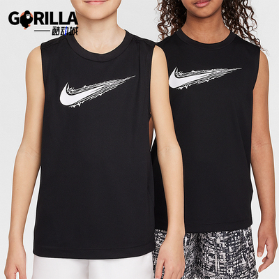 Nike/耐克正品2025夏季大童透气针织经典休闲无袖背心HF8998-010