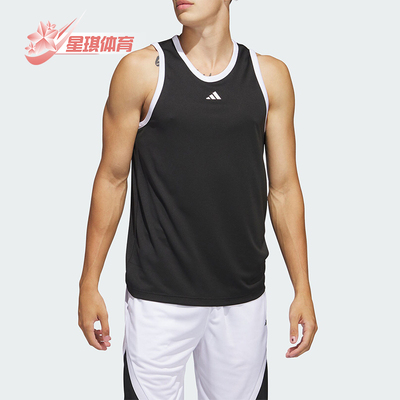 阿迪达斯男士圆领训练无袖背心