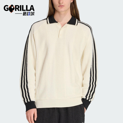 Adidas/阿迪达斯正品三叶草男士休闲翻领针织运动套头衫JX3836