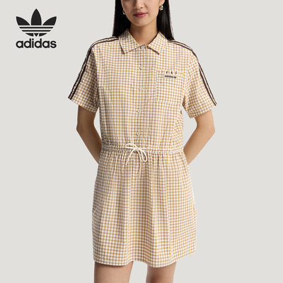 Adidas/阿迪达斯正品三叶草女士复古经典系带收腰连衣裙KU9401