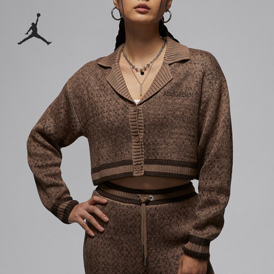 耐克女士时尚运动针织翻领开衫