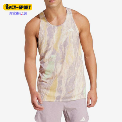 Adidas/阿迪达斯正品男士运动图案印花圆领无袖背心T恤IN2983