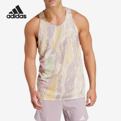 Adidas/阿迪达斯正品男士运动图案印花圆领无袖背心T恤IN2983