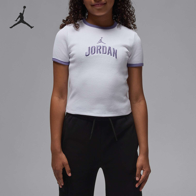 Nike/耐克正品JORDAN女士时尚运动休闲针织圆领短袖IO2495-100