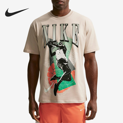 Nike/耐克官方正品男士字母印花图案圆领宽松短袖T恤IH4131-236